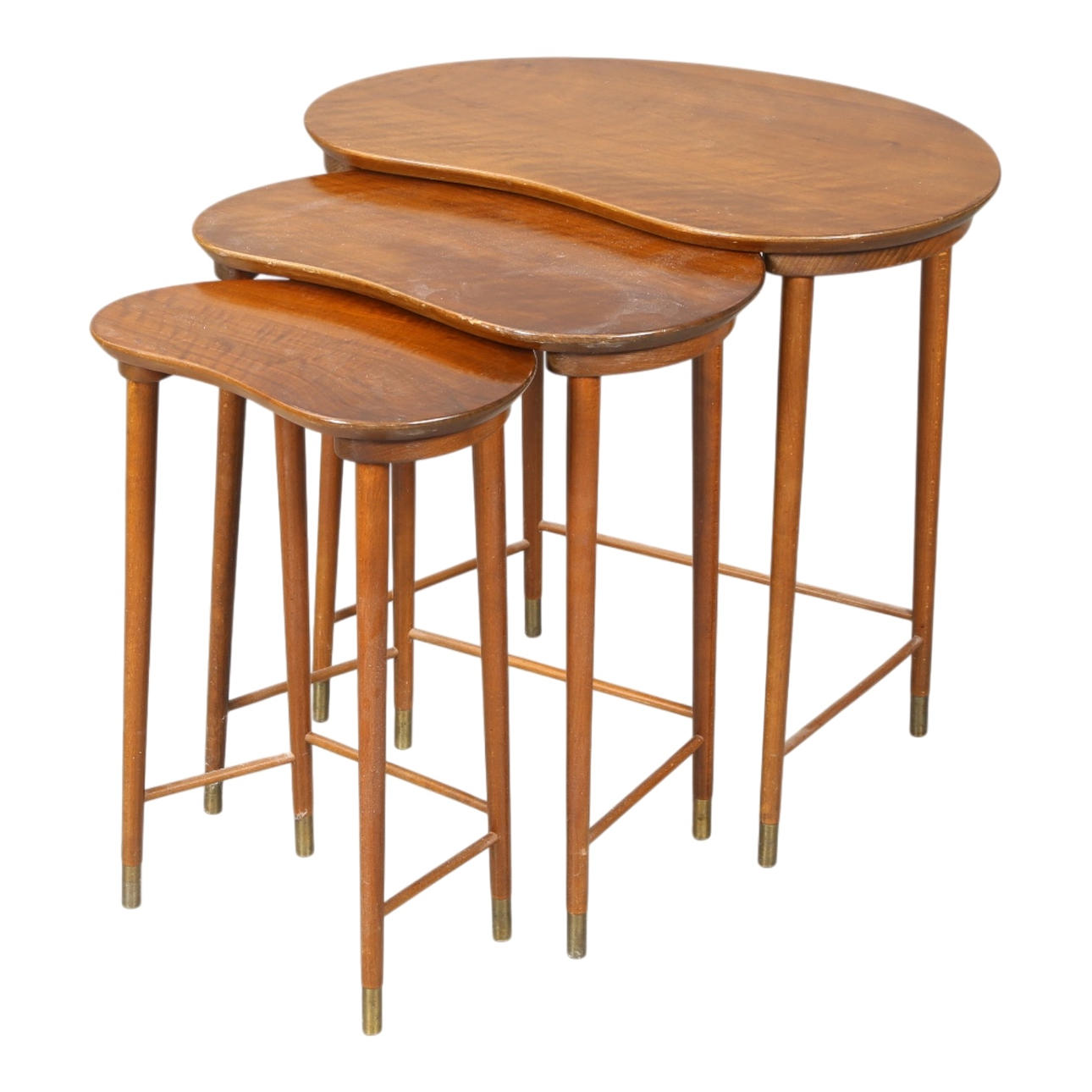 HELTBORG MØBLER. Kidney-shaped nesting tables in mahogany and beech ...