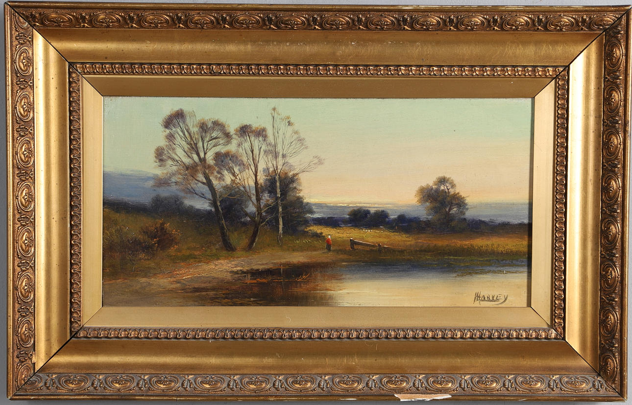 19TH/ 20TH CENTURY SCHOOL. FIGURE BY A STREAM WITH SHEEP IN THE ...