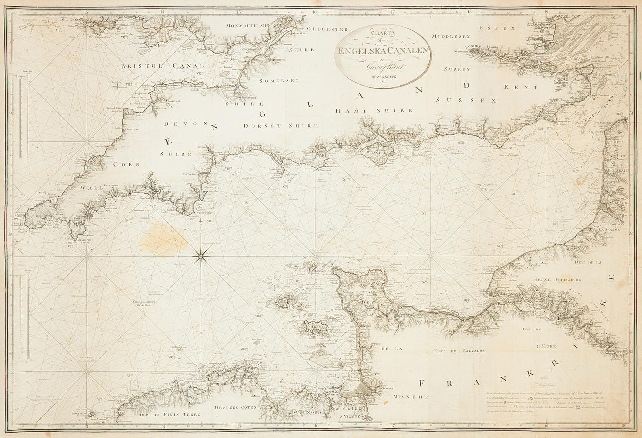 MAP, of the English Channel, engraved by Fr Akrel, by Gustaf Klint ...