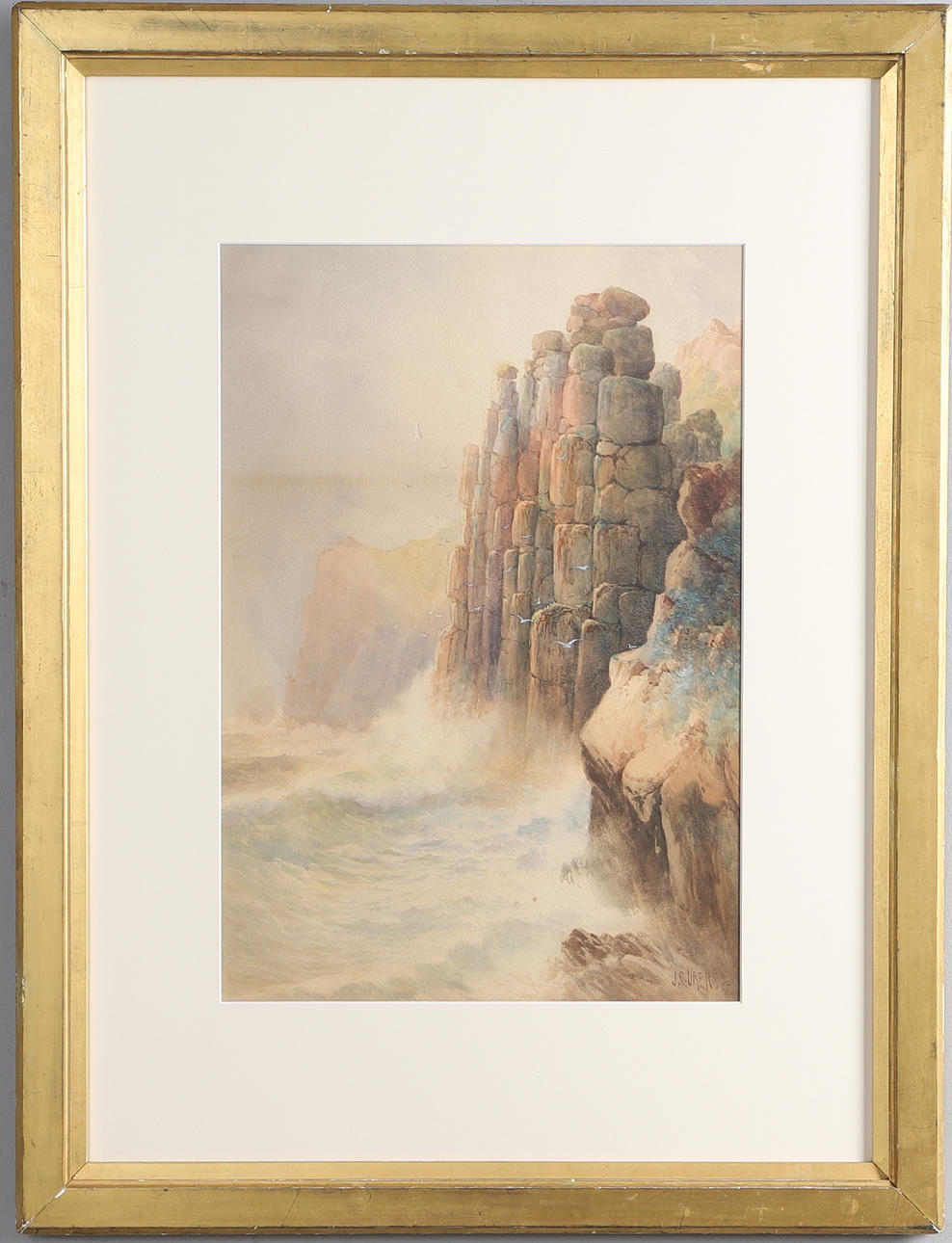 JOHN CLARKSON ISAAC UREN (1845-1932). COASTAL SCENE WITH RUGGED CLIFFS ...