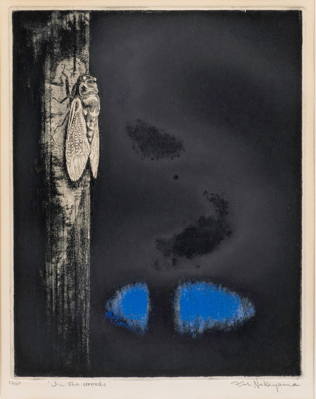MASAMI NAKAYAMA ( JAPAN 1898-1979). "In the woods", färgetsning ...