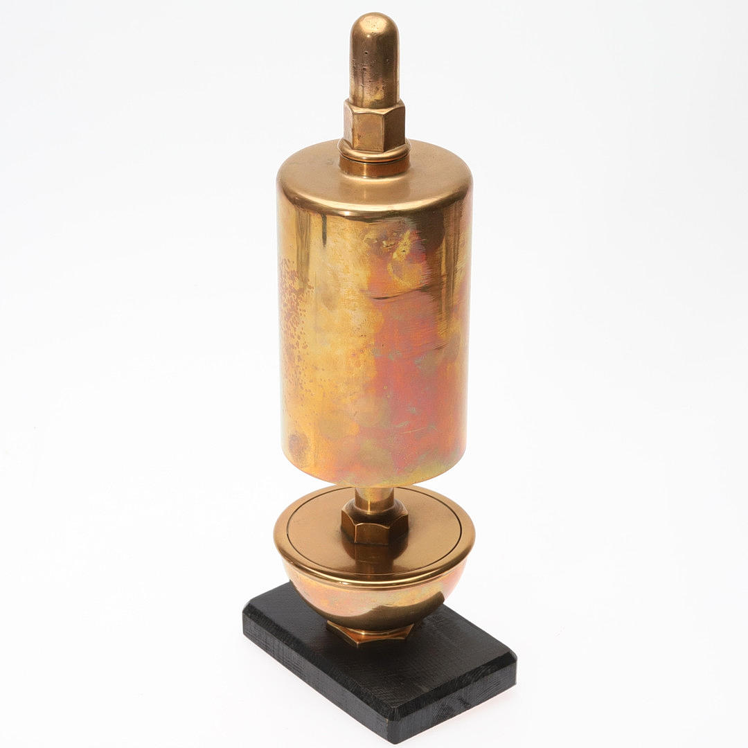 STEAM WHISTLE for steam locomotive. Brass mounted on a wooden base ...