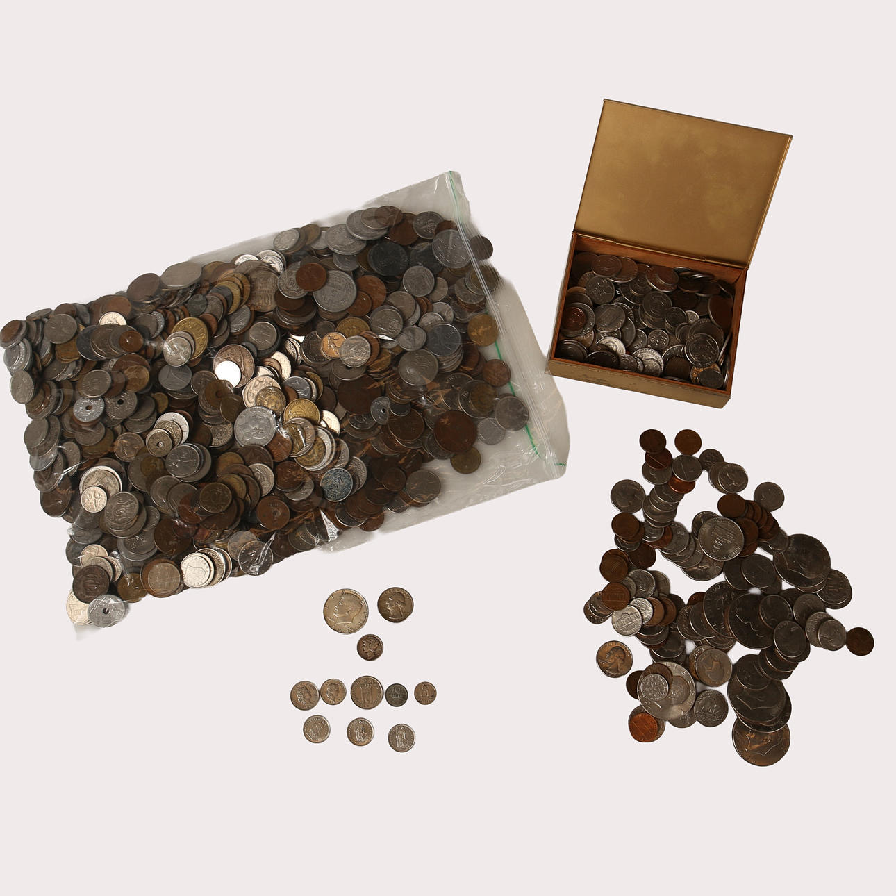 MYNT FRÅN MÅNGA LÄNDER, andra metaller än silver. Start 1900-talets ...