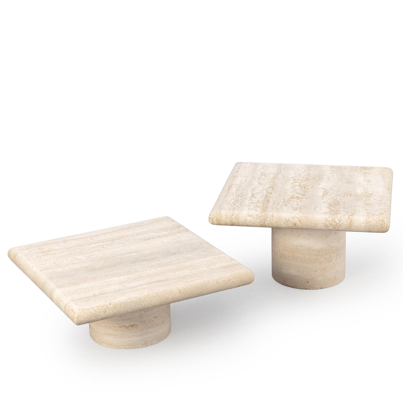 Two nesting tables / side tables in travertine, Italy, 1970s (2 ...