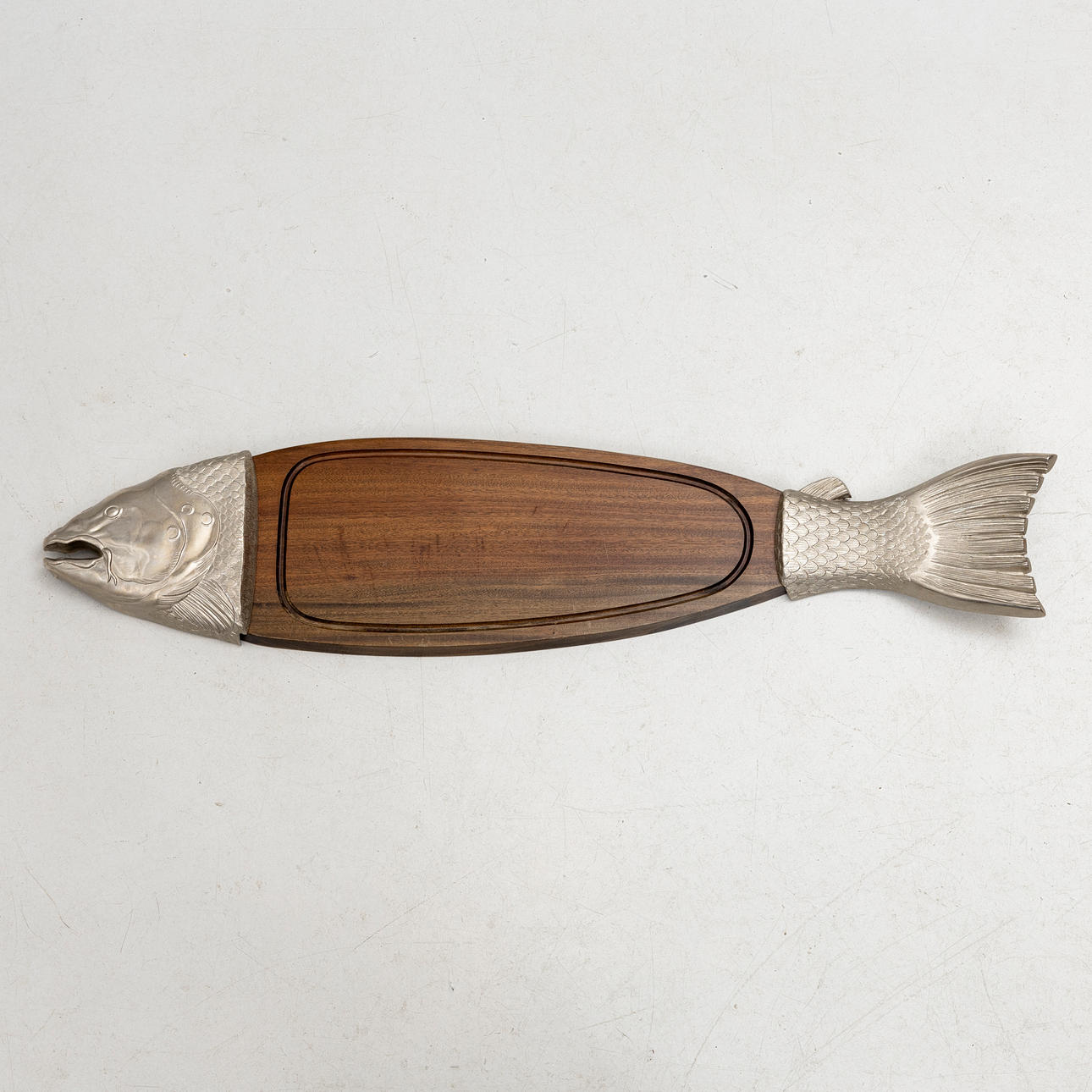 FISH BOARD, metal and hardwood, marked Made in France. Miscellaneous ...