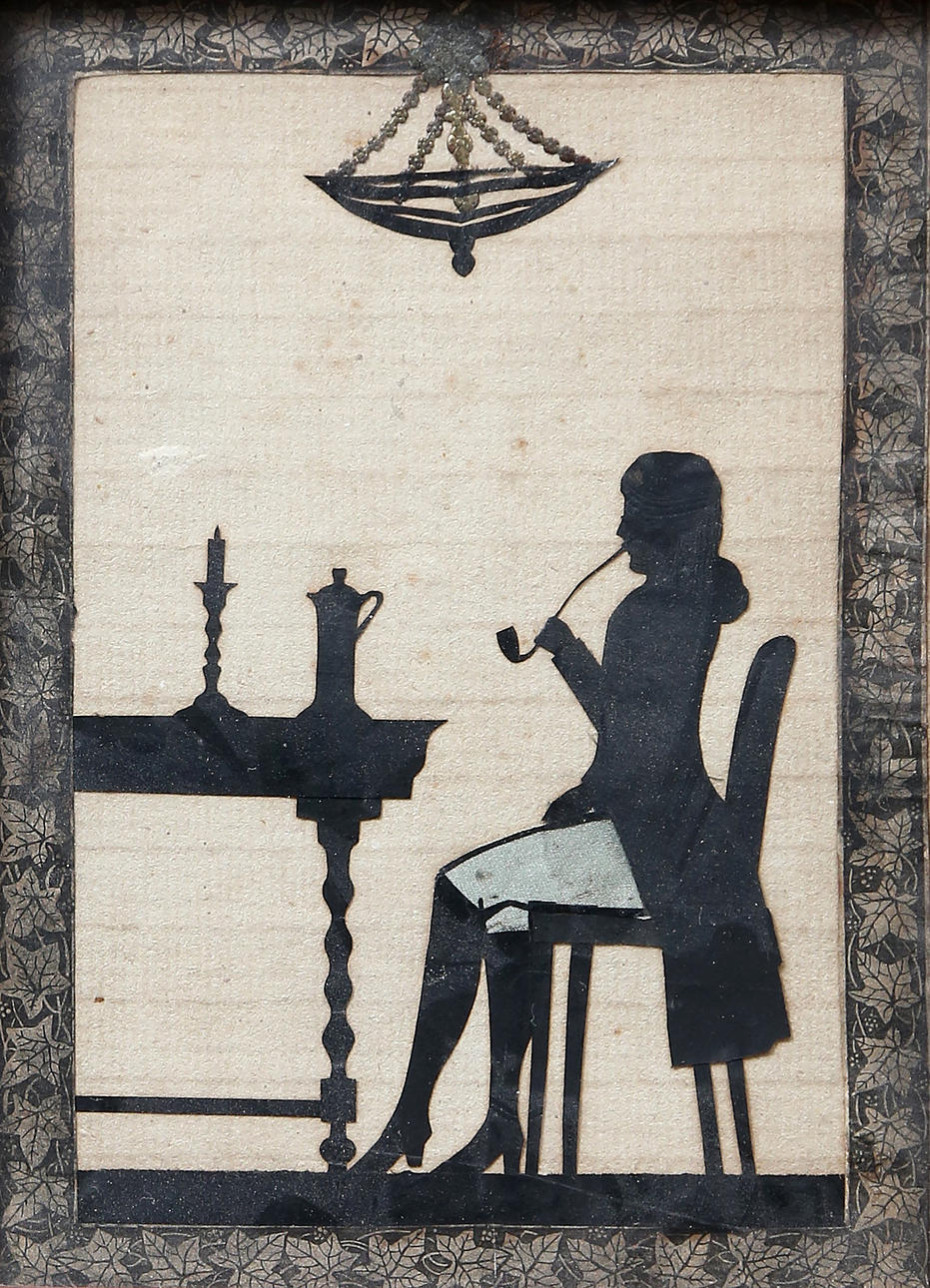 GERMAN SCHOOL, EARLY 19TH CENTURY. Ung man med pipa i interiör. Konst ...