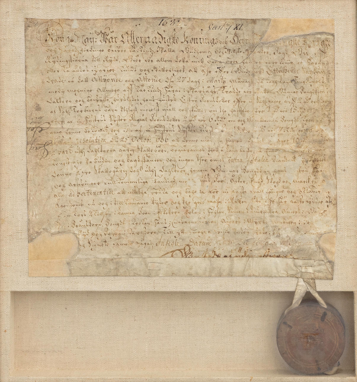 BREV, handskrift på pergament, med sigill, 1600-tal. Böcker, Kartor ...