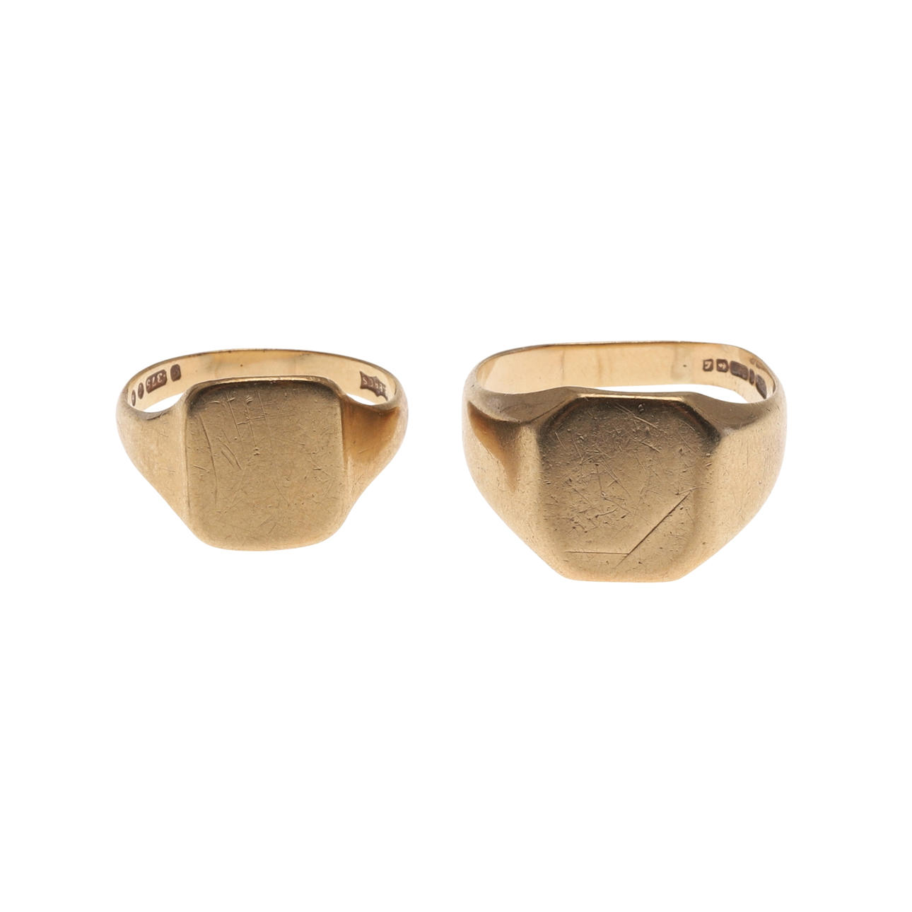 ZWEI SIEGELRINGE AUS 9 KARAT GOLD. Schmuck & Edelsteine - Ringe - Auctionet
