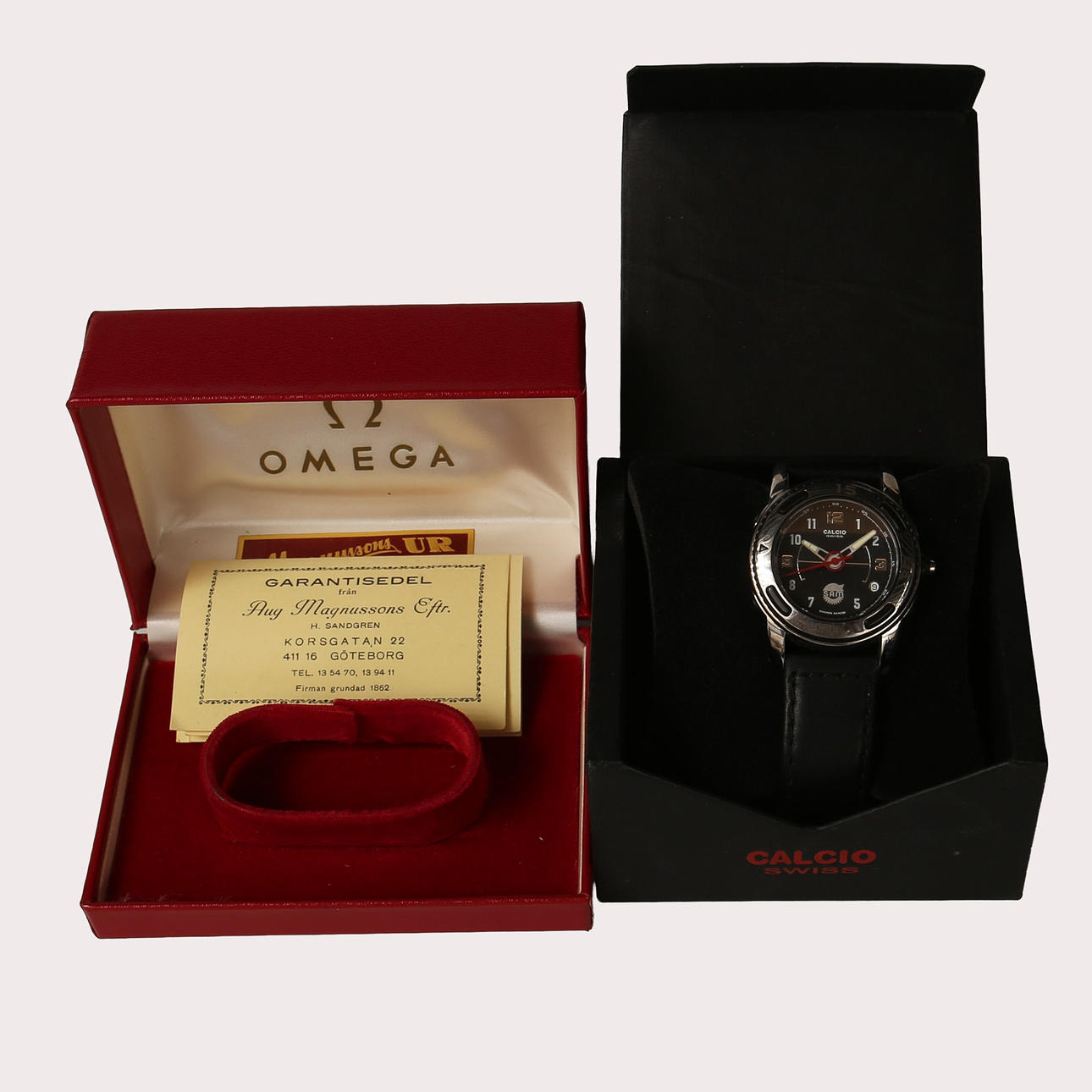 OMEGA wristwatch box and CALSIO watch with original box, (Sampdoria ...