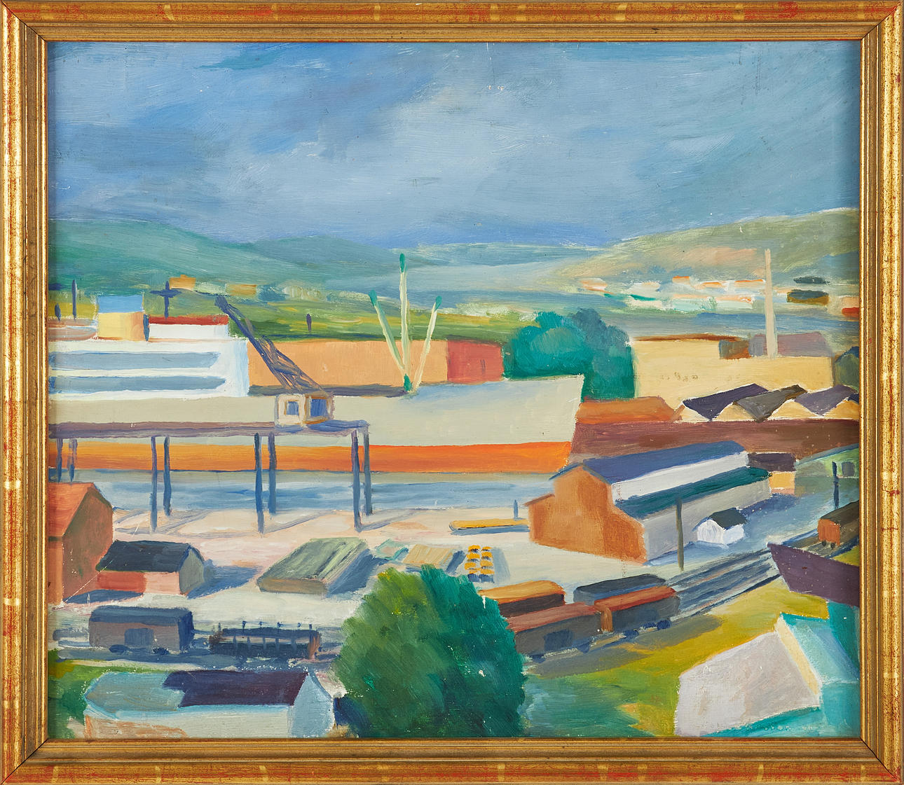 GÖSTA LARSSON (1912-1978). Oil on panel, train depot, signed and dated ...