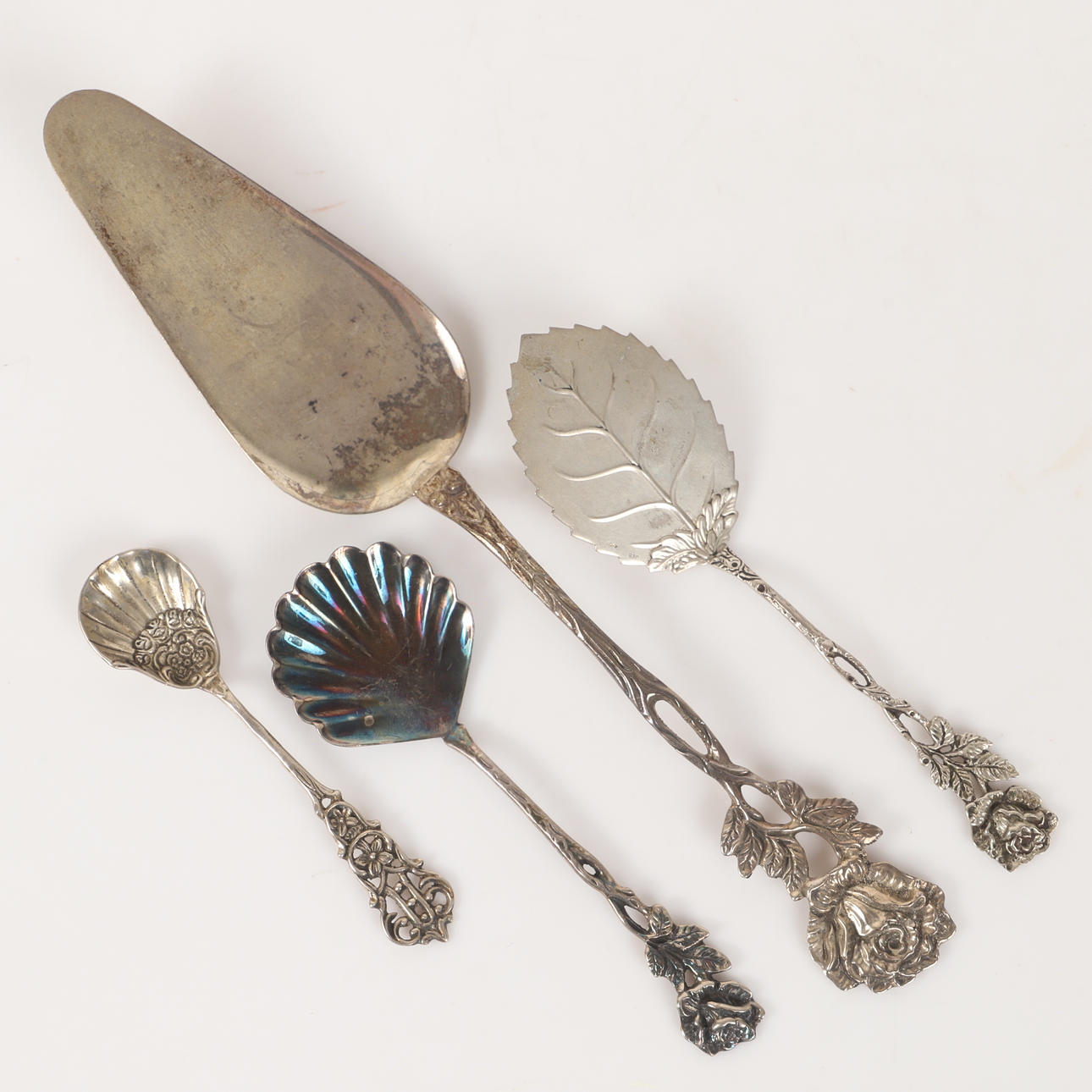 SPADAR SAMT SOCKERSKED, 3 delar, "Rosen", silver. Silver & Metall ...