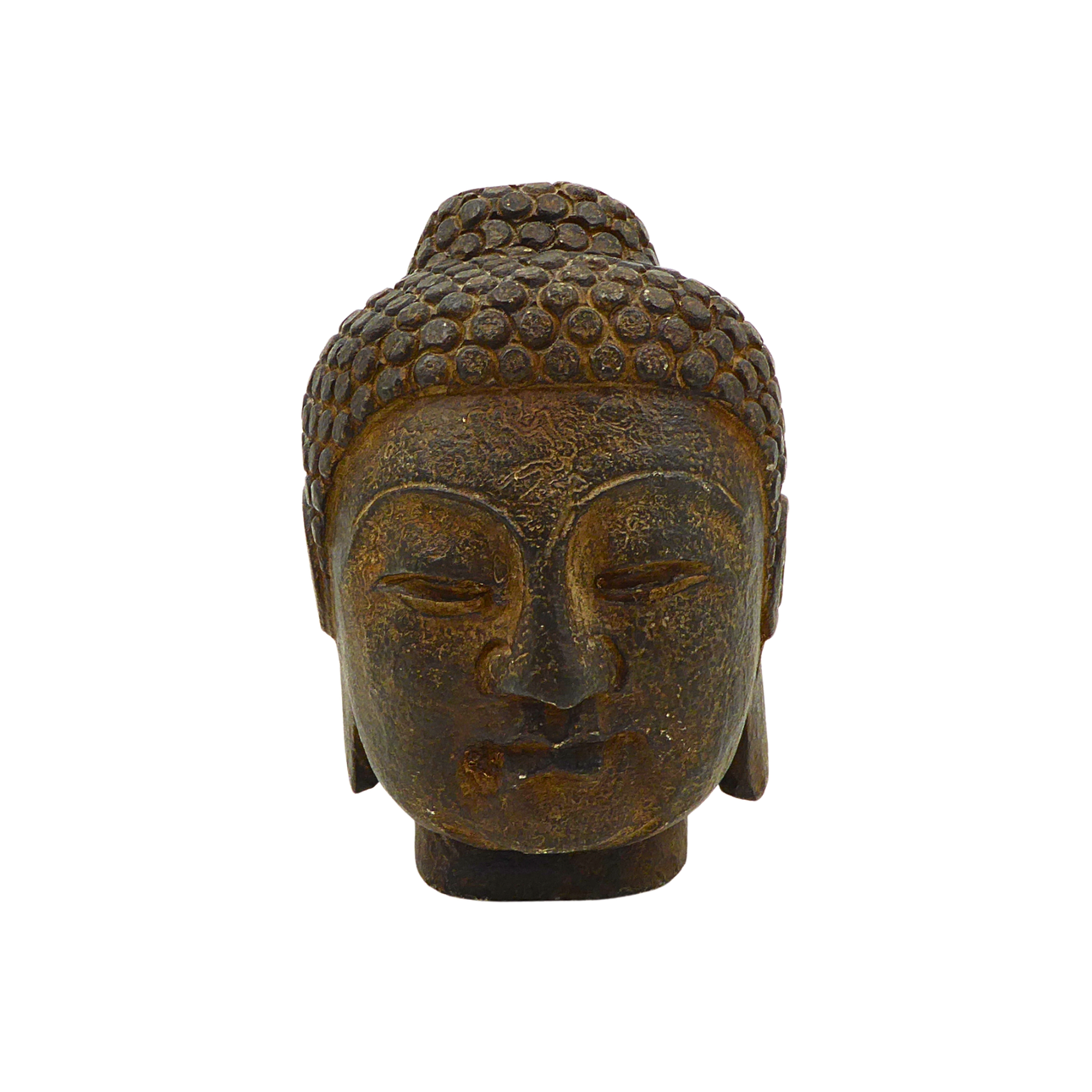 SCULPTURE OF A BUDDHA HEAD – CAST STONE. Asiatica - Other - Auctionet