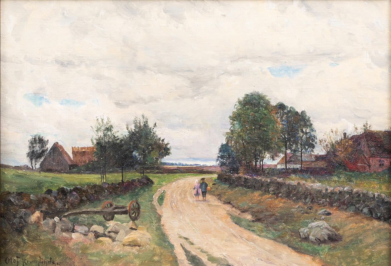 OLOF KRUMLINDE. "Skånskt landskap", olja på duk, signerad. Konst ...