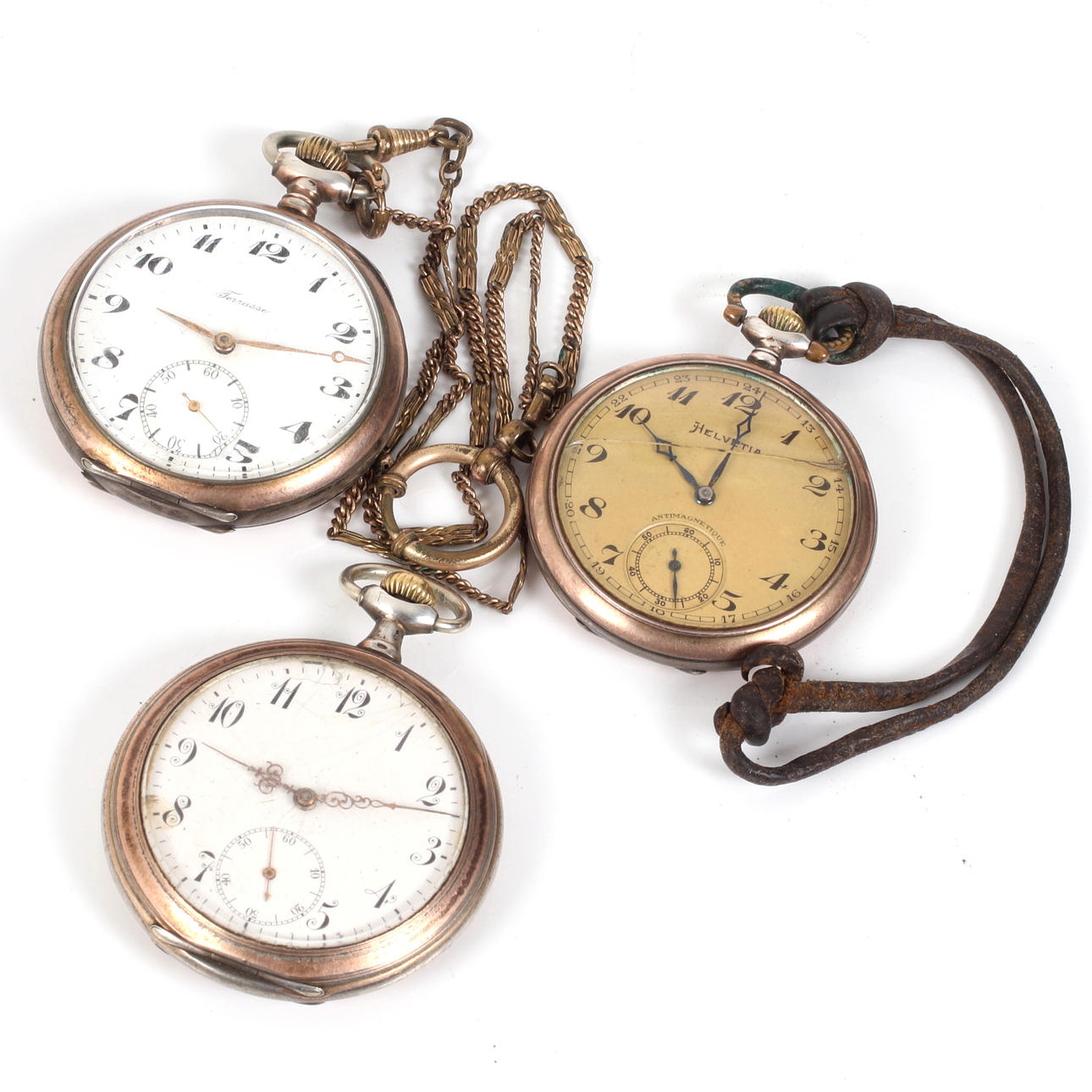 POCKET WATCHES, 3 pcs, silver, incl. Omega movement, 20th century ...