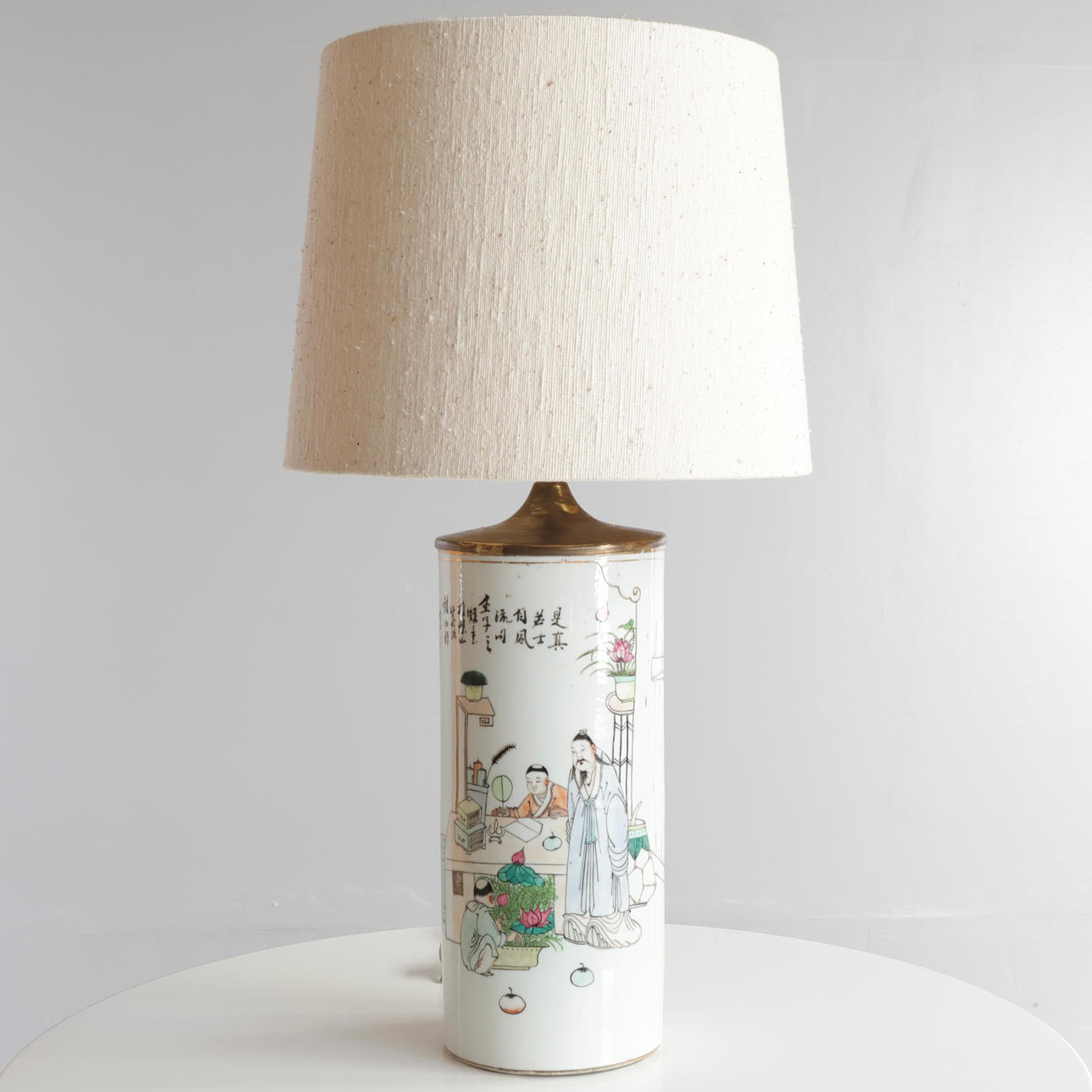 Chinese porcelain hat stand, decorated in enamel colours with ...
