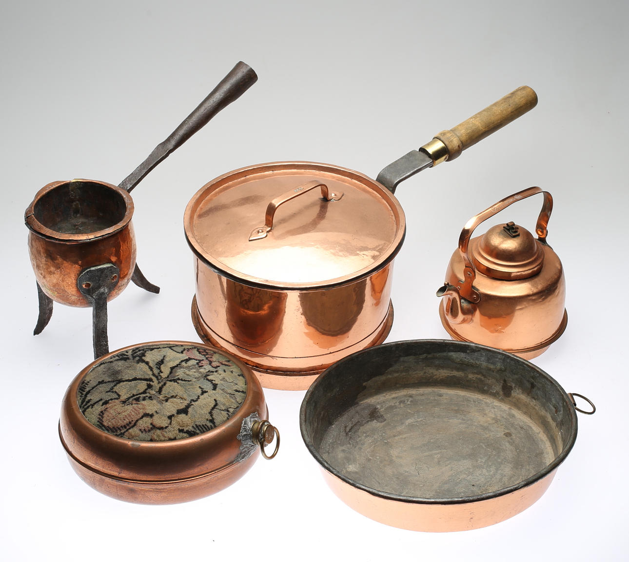 COPPER OBJECTS, 5 parts, 19th/20th century. Silver & Metals - Pewter ...