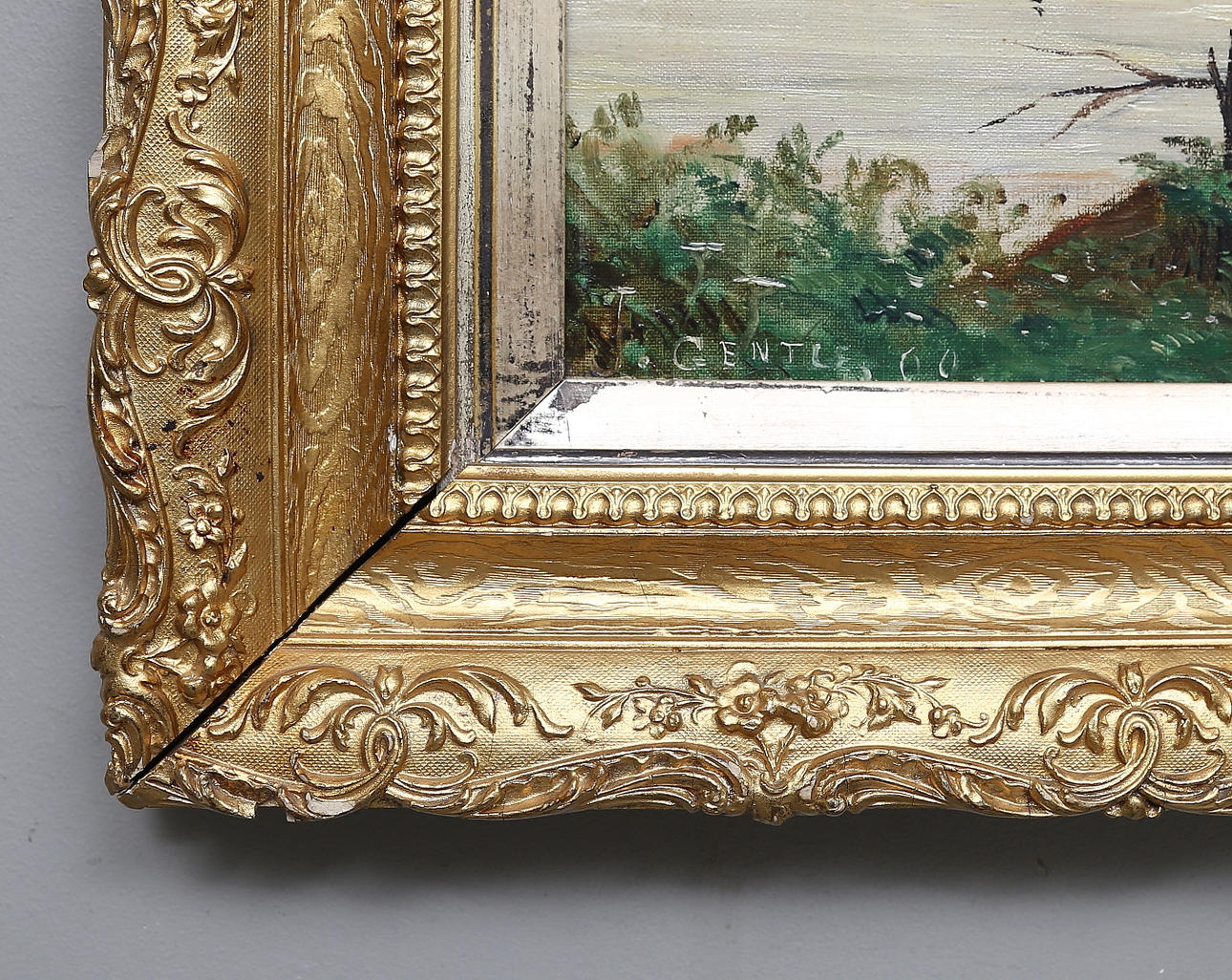 OIDENTIFIERAD KONSTNÄR. olja på duk, signerad T Gentle, 1800/1900-tal ...