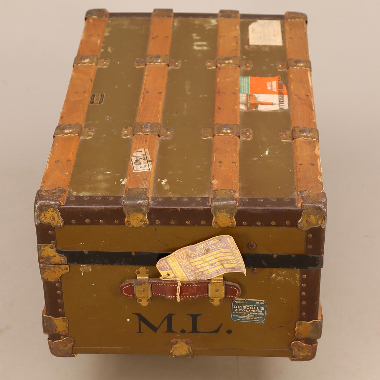 AMERICAN TRUNK, cardboard / metal / wooden slats, "New England Trunk Co ...
