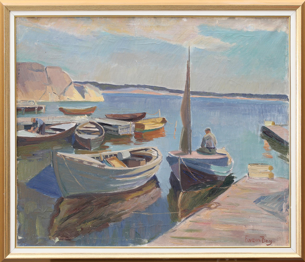 FOLKE WILHELMSSON BERG. Oil on canvas, "Fiskarbåtar Möja", signed. Art ...