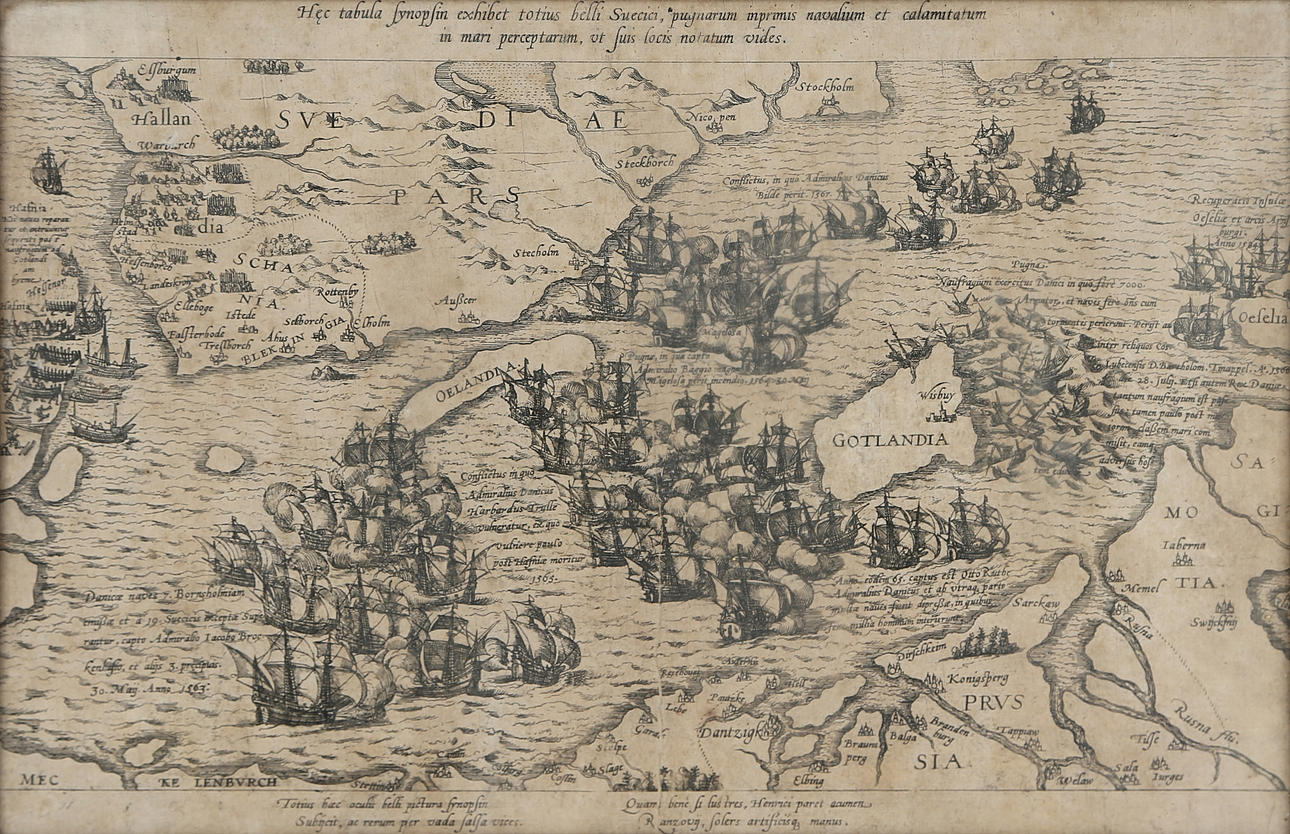 COPPER STICK, Map, Battle of Öland 1564-65, late 17th century. Art ...