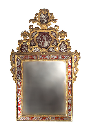 Venice mirror of 18th Century-style with frame in carved and gilt wood ...