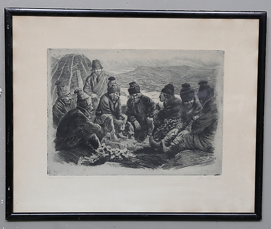 EMIL ÅBERG. "Notes that advise". Etching, signed. Art - Engravings ...