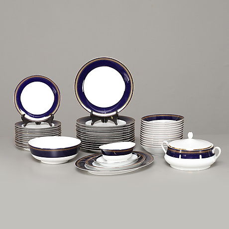 DINING SET, porcelain, 44 pieces, Romanov collection, cobalt blue ...