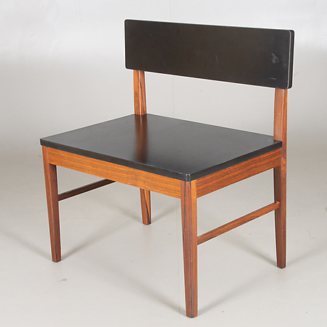 STOL, jacaranda med sortlakeret ryg og sæde, Henry Rosengren Hansen ...