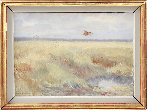 ALLAN ANDERSSON. Landscape with bird, oil on canvas, signed. Art ...