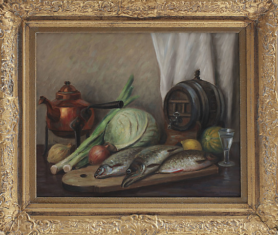 HUGO JOSEPHSSON. Still life with fish, Oil on canvas, signed. Art ...