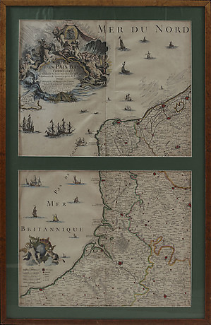 FRAMED MAP, Mer du Nord, Mer Britannique. Art - Other - Auctionet