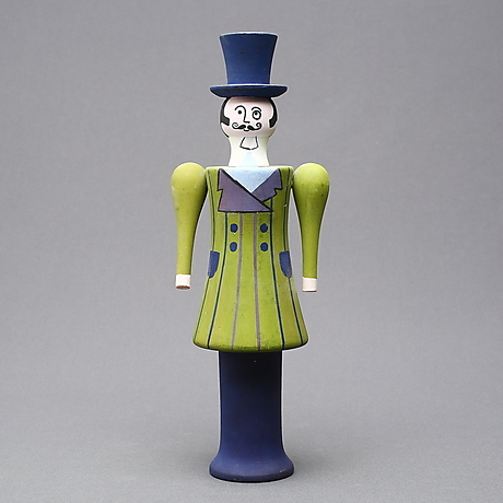 SCULPTURE, Man with a top hat, wood, design Lisa Larson for Sandbergs ...