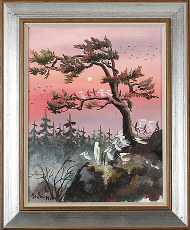 BROR ERIC BERGQVIST. "Hälsinge Natt", oil on canvas, signed and dated ...