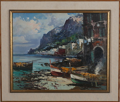 CLAUDIO SIMONETTI. Southern motif. Oil on canvas. Signed on verso ...