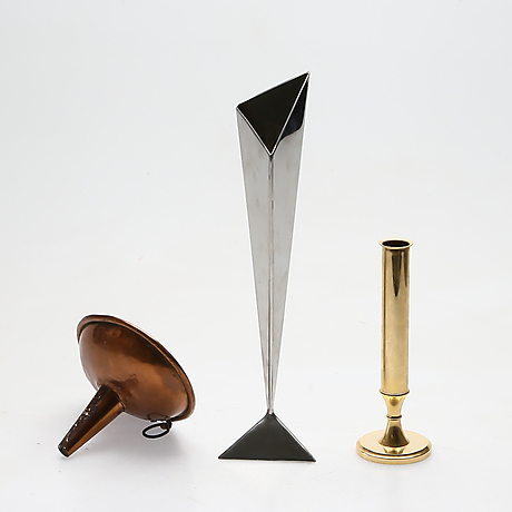 VASE, CANDLE STAKE, FUNNEL, metal, Gusum and more, 1900s. Silver ...