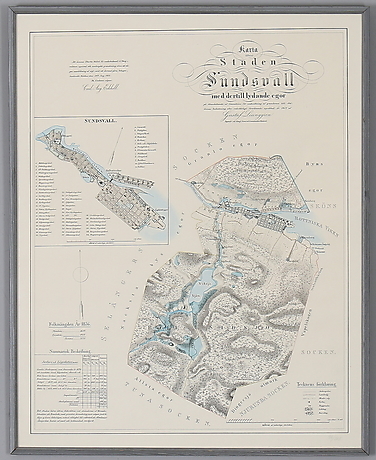 MAP, reprint, "Map of the City of Sundsvall with associated properties ...