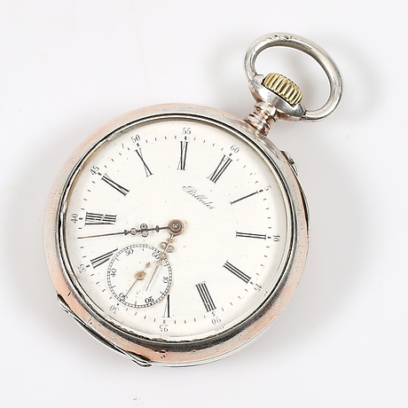 POCKET WATCH, silver, Norwegian coat of arms, Billodes, turn of the ...