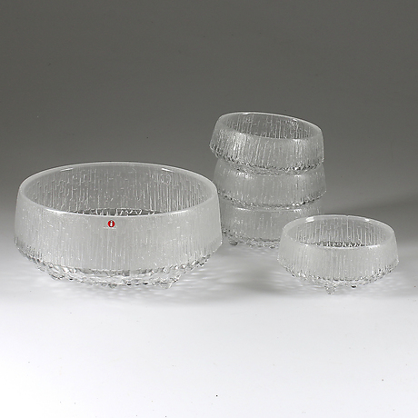 BOWLS, 5 pcs, glass, "Ultima Thule", Tapio Wirkkala, Iittala, Finland ...