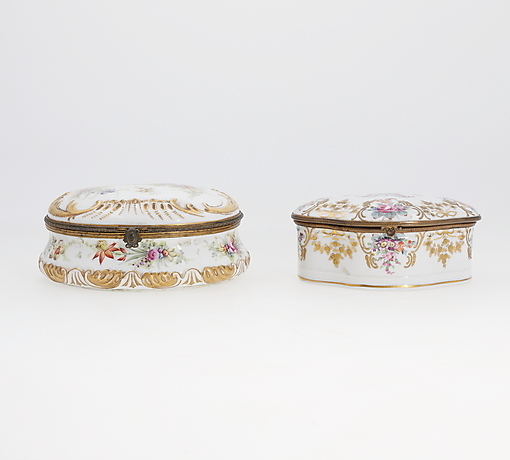 Two French porcelain boxes with bronze mount, late 19th Century ...
