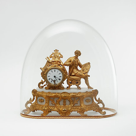TABLE PENDULUM, "Le Berger amoureux", gilt bronze and marble, France ...