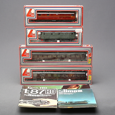 LIMA 2 electric locomotives NSB and 2 passenger cars DSB, original ...