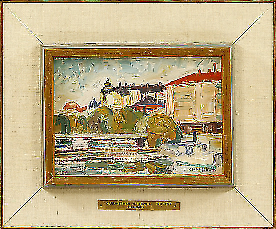 CARL HERMAN WETTERWIK. "Stadsmotiv", olja på pannå, signerad. Konst ...