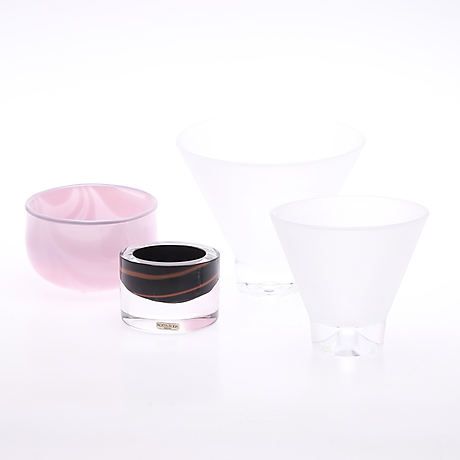 BOWL 4 pcs., glass, Nybro, Boda, Anna Ehrner, undercut. Glass - Other ...