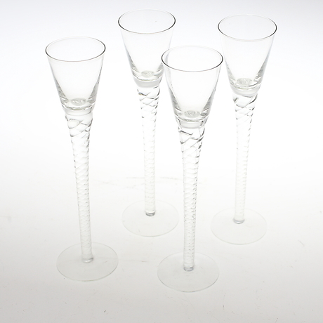 SNAPSGLAS, 4 st, på fot, Holmegaard Twist, 1900-tal. Glas - Serviser ...