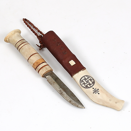 LARS PIRAK, Sami knife, horn, leather, signed. Weapons & Militaria ...