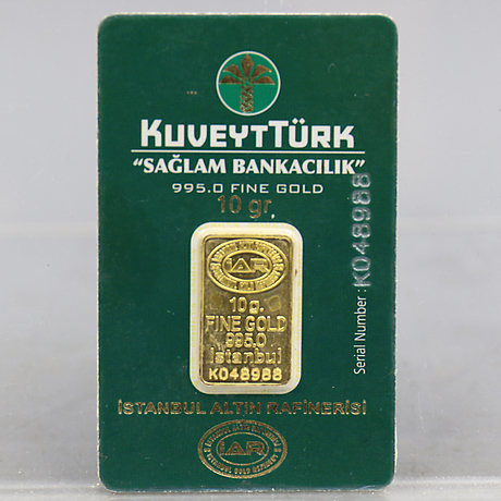 GULDTACKA "995,0", 10 g, Fine Gold, Istanbul. Mynt, Medaljer ...