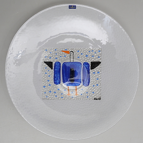 PLATE, glass, Jan Wiberg, Steninge Castle, signed. Glass - Other ...