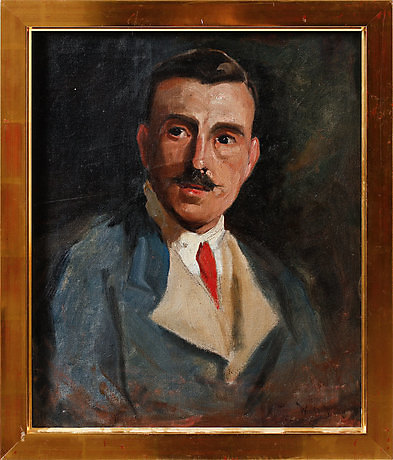 WRIGHT BARKER. Attributed to. Male portrait, oil on canvas, signed. Art ...