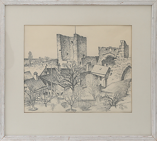 STIG JONZON. DRAWING, Visby motif, signed and dated 1960. Art ...