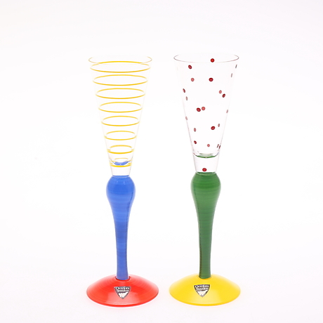 SNAPSGLAS, 2 st, "Clown", Anne Nilsson, Orrefors. Glas - Serviser ...